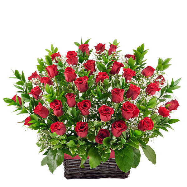 Loving You Red Rose Basket – Rose Gifts - America delivery - America Blooms
