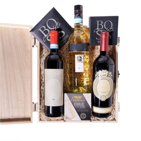 Trio of Wine Gourmet Gift Box – Wine gift baskets – America Blooms delivery