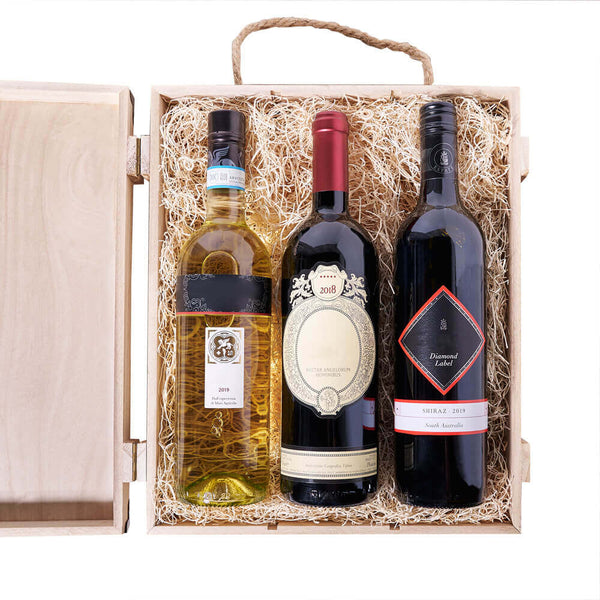 Wine Trio Gift Box – Wine gift baskets -America Blooms Delivery