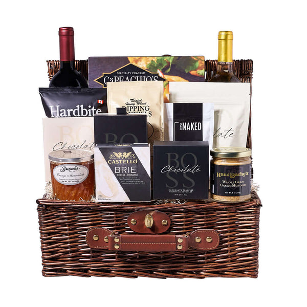 Wine & Snack Assortment Basket – Wine gift baskets – America Blooms ...